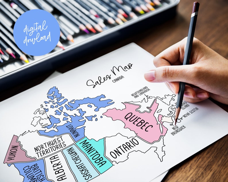 Sales Map Canada Digital Download, for Procreate and Print, Printable ...