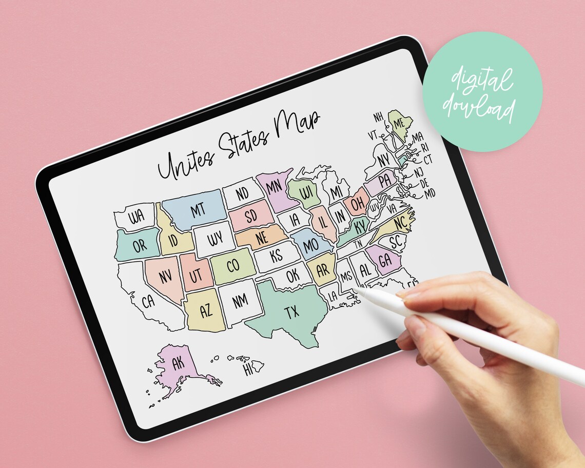The United States Map Printable Coloring USA Map for Print and - Etsy