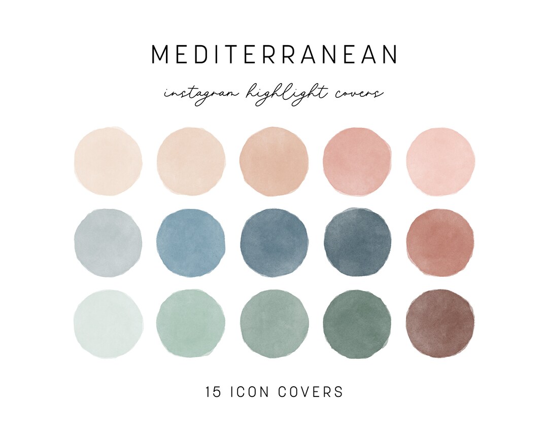 Watercolor Instagram Highlight Covers, Mediterranean Theme (digital ...