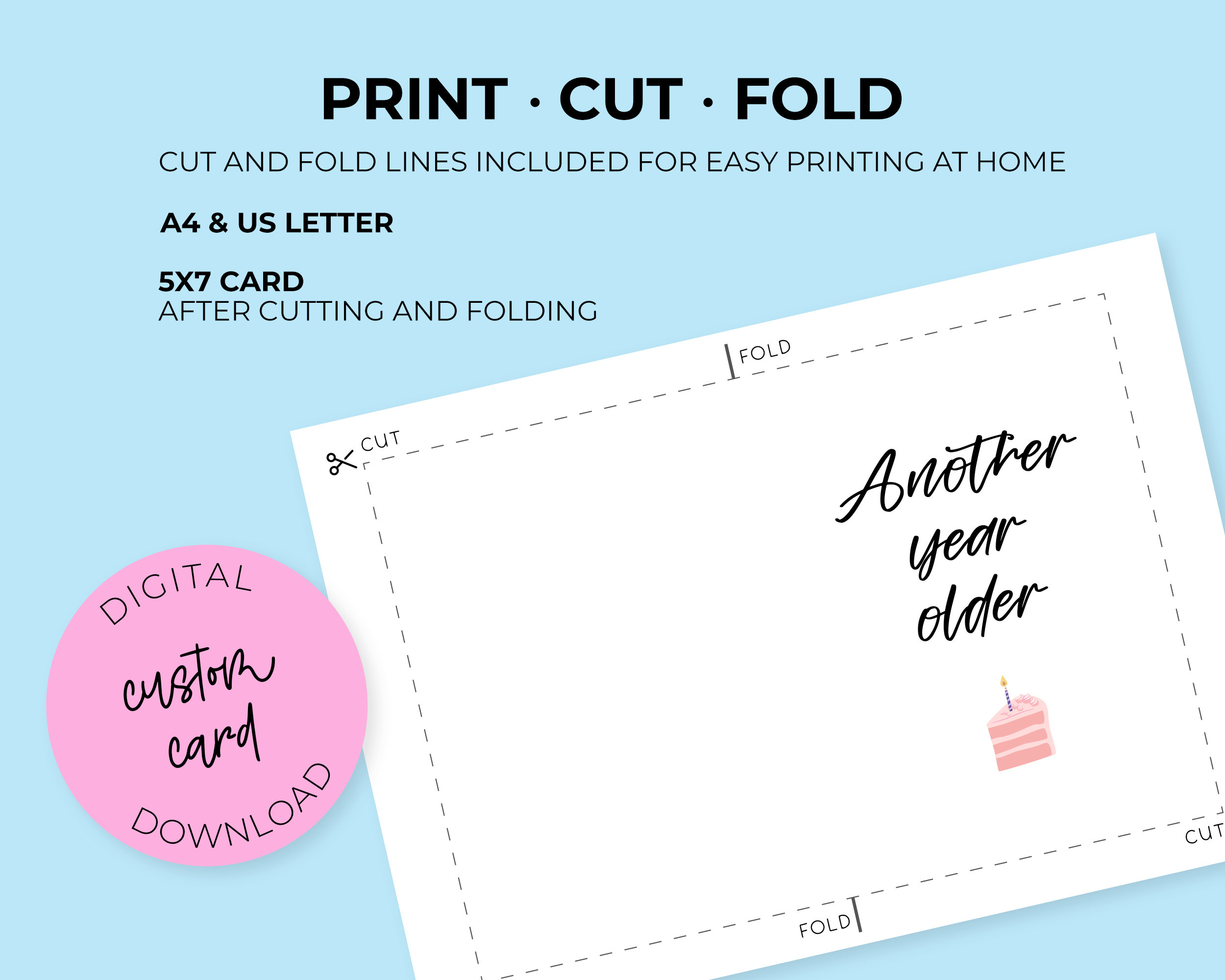 Custom Birthday Card Personalized Printable Bday Card - Etsy