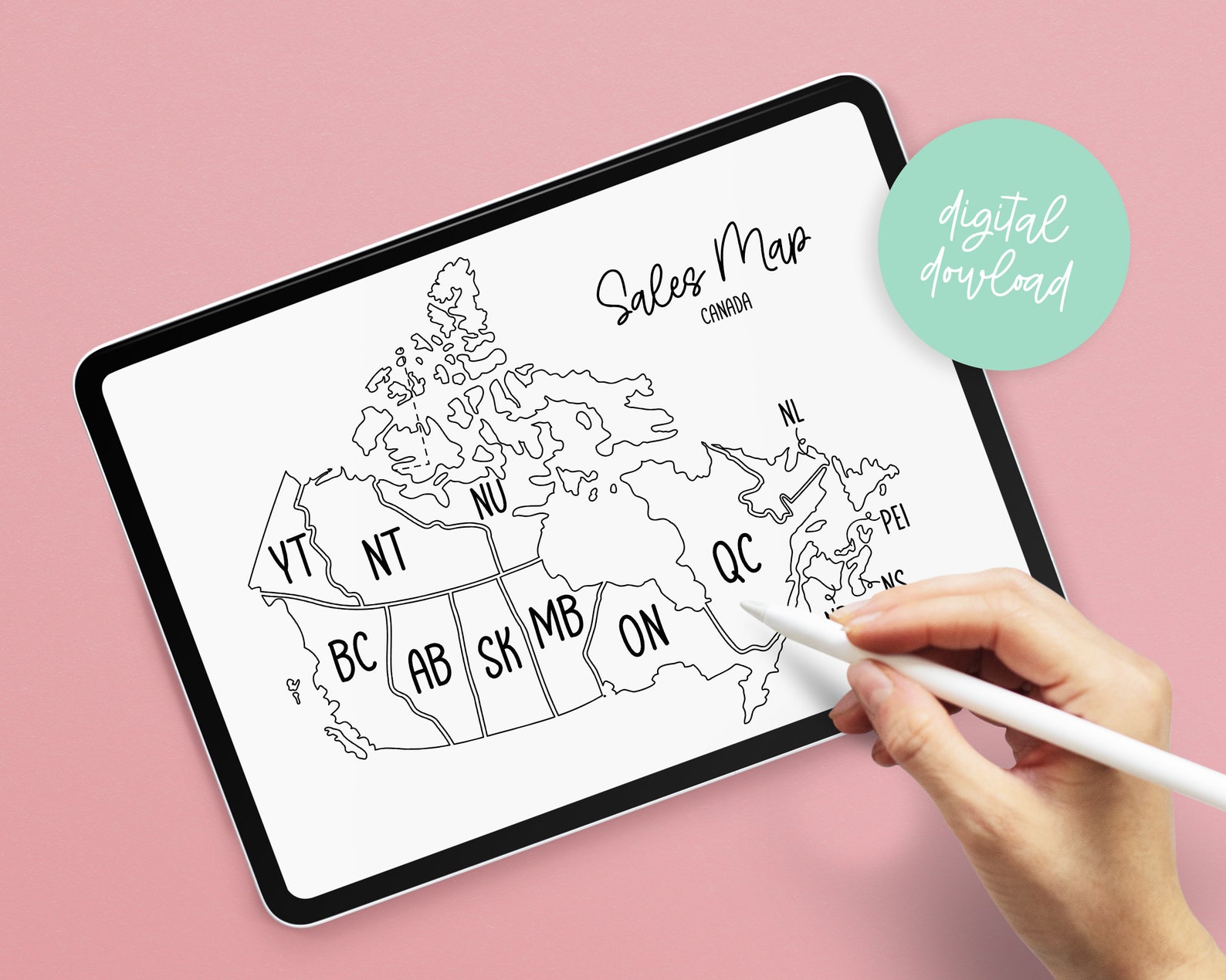 Sales Map Canada Digital Download, for Procreate and Print, Printable ...