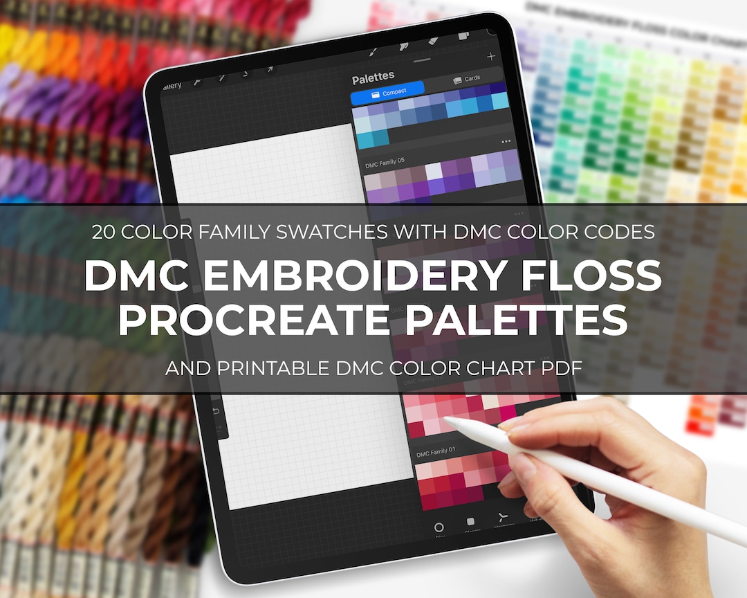 DMC Procreate Palettes - DMC Embroidery Floss 20 Color Family Swatches ...