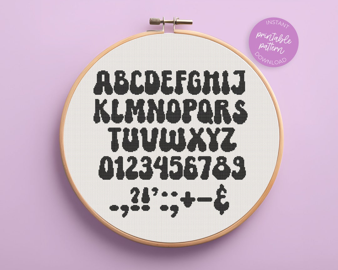 Retro Groovy Cross Stitch Alphabet Pattern (PDF) - Etsy