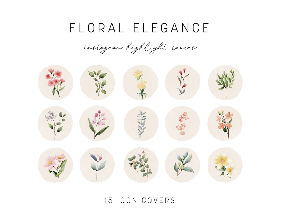 Instagram Highlight Covers Floral Elegance Watercolor IG Story Icons ...
