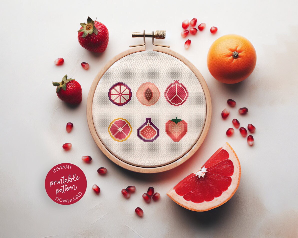 Mini Fruits Cross Stitch Pattern, Set of 20 Fruits Patterns, Cross ...