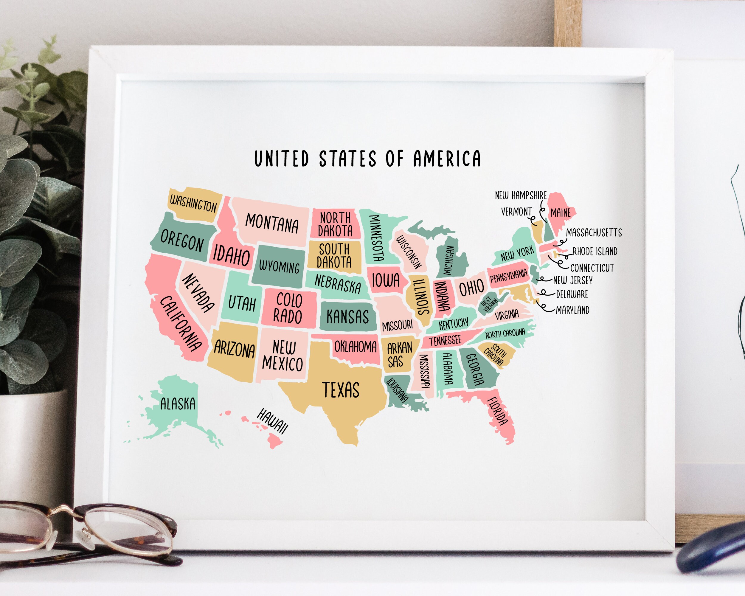 United States of America Map USA Map Wall Art for School - Etsy
