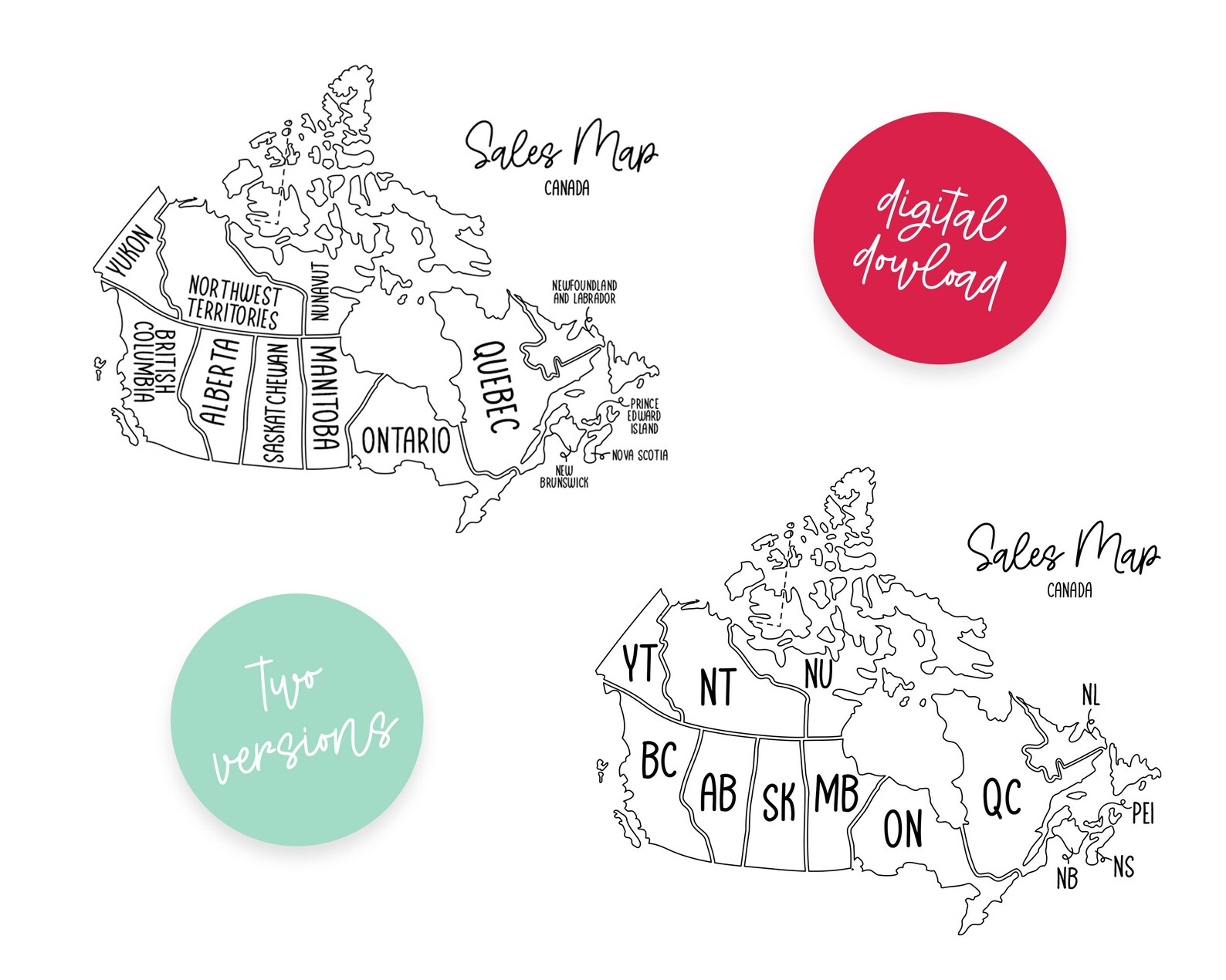 Sales Map Canada Digital Download, for Procreate and Print, Printable ...