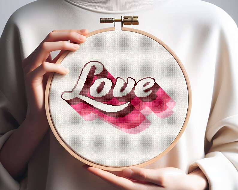 Retro Love Cross Stitch Pattern: Valentine's X-stitch (PDF Pattern) - Etsy