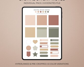 Sticky Notes Digital Stickers, Earthy Set, 228 Pngs + Goodnotes File - Etsy