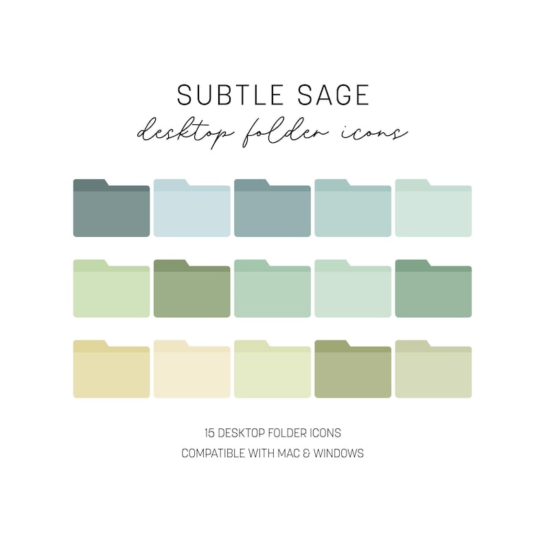 Sage Desktop Folder Icons, Mac Windows Desktop Customization (digital ...