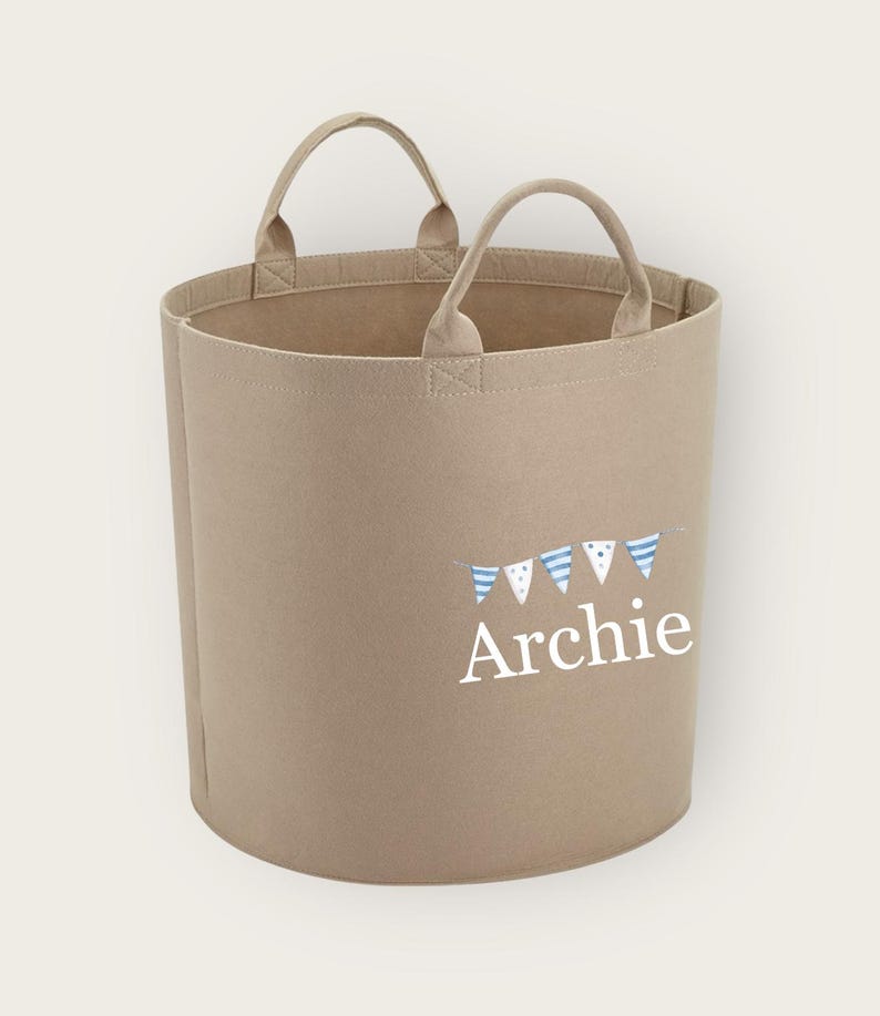 Personalised Blue Bunting Children's Toy Tub, Storage Basket, Toy Box ...