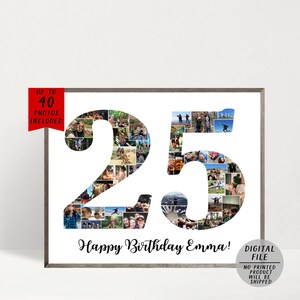 25th Birthday Photo Collage-25 Year Photo Collage-anniversary Collage ...