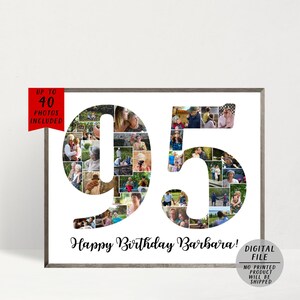 95th Birthday Photo Collage-95 Birthday Gift-number 95 Photo Collage ...