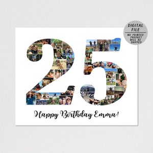25th Birthday Photo Collage-25 Year Photo Collage-anniversary Collage ...