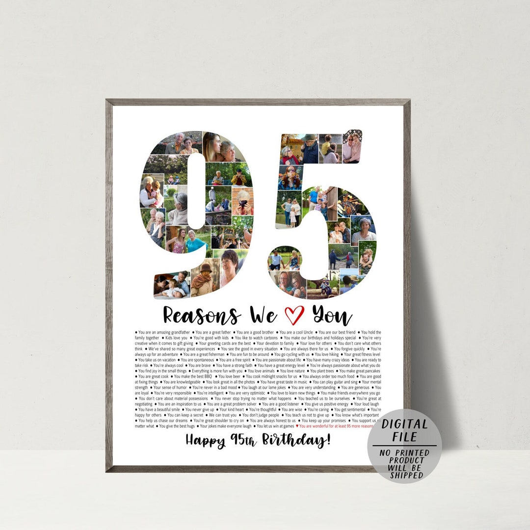 95 Reasons We Love You-95th Birthday Photo Collage-95 Birthday Gift ...