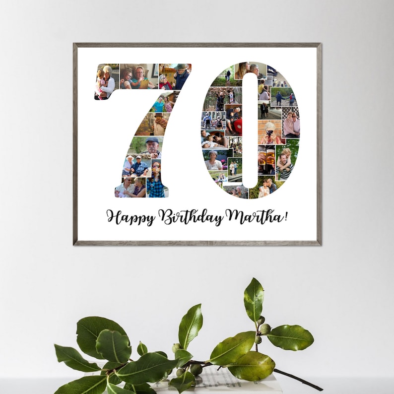 70th Birthday Photo Collage-70 Year Photo Collage-number 70 Photo ...