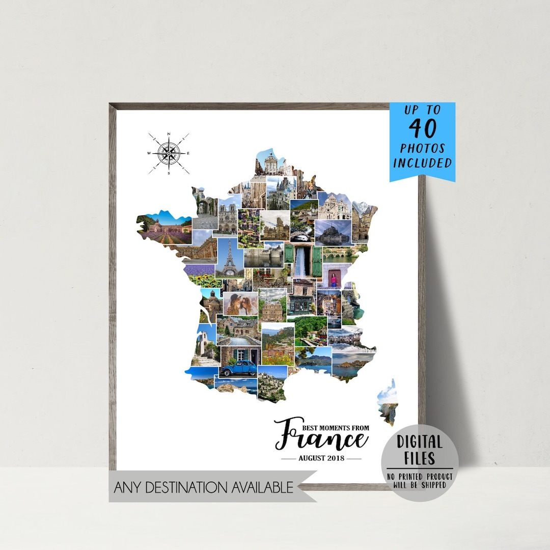 France Photo Collage-travel Map Photo Collage-vacation Collage-france ...