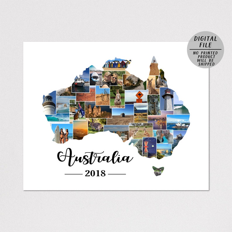 Australia Photo Collage-travel Map Photo Collage-personalized Gift for ...
