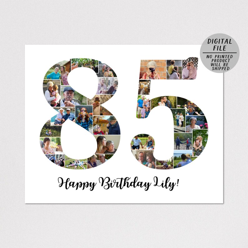 85th Birthday Photo Collage-85 Birthday Gift-number 85 Photo | Etsy