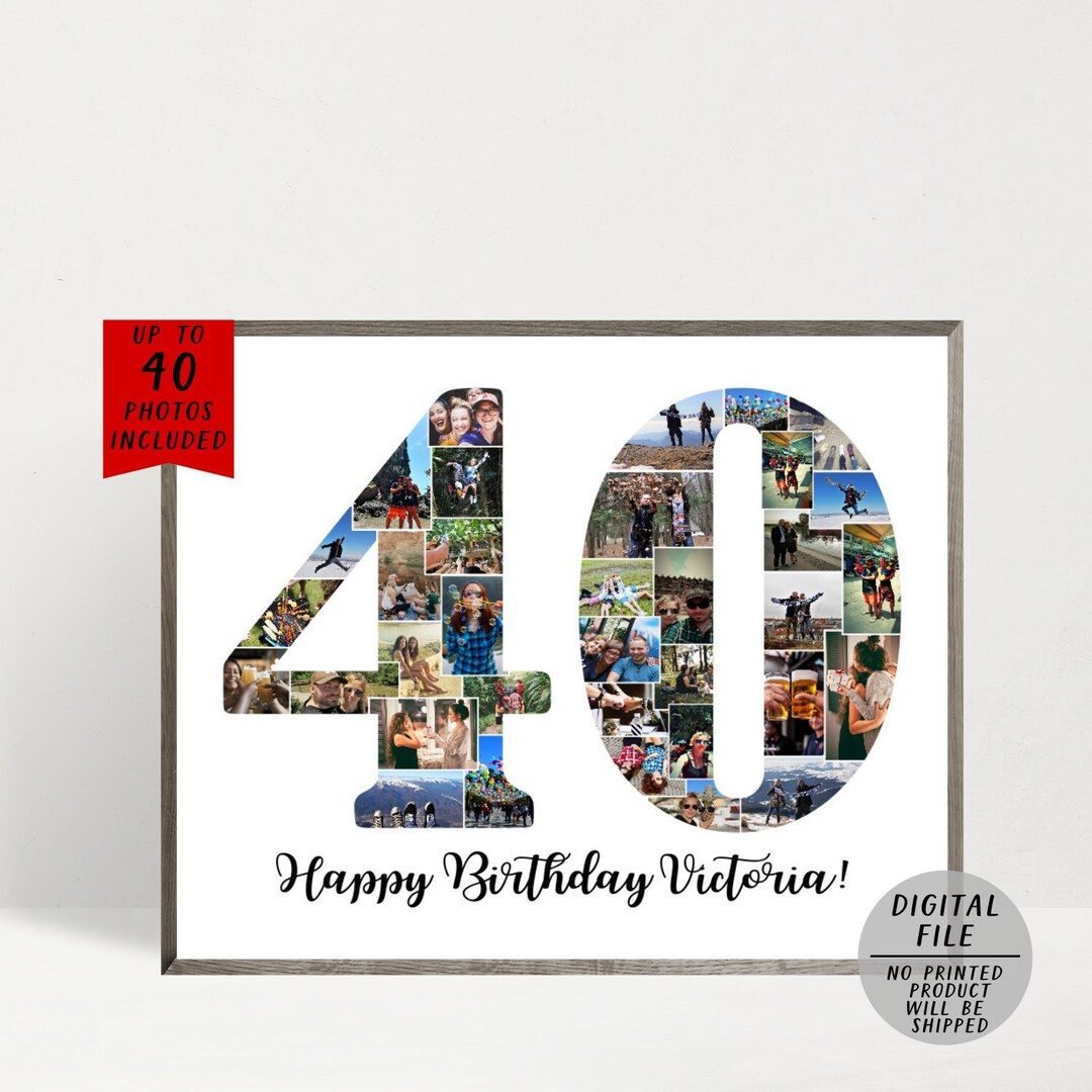 40th Birthday Photo Collage-40 Year Photo Collage-number 40 Photo ...