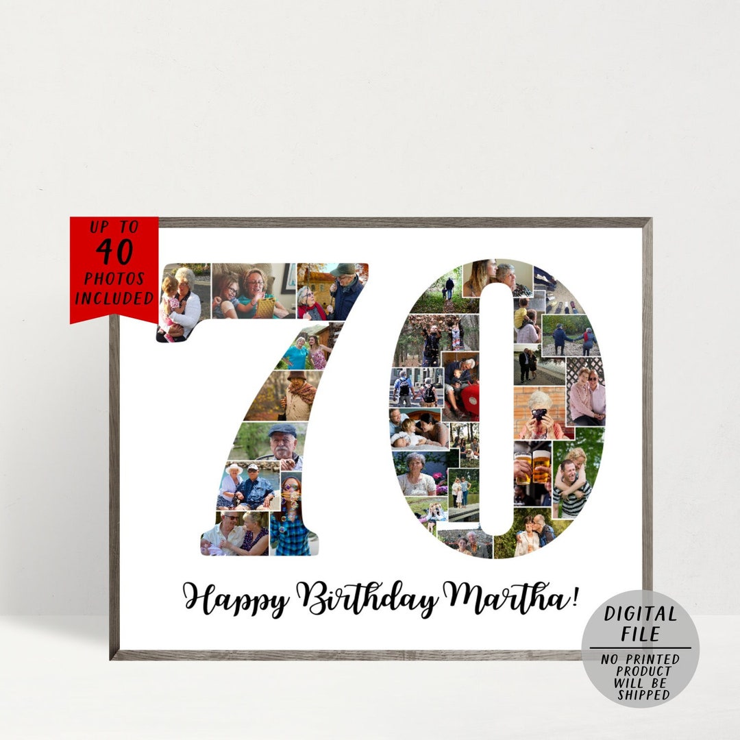 70th Birthday Photo Collage-70 Year Photo Collage-number 70 Photo ...