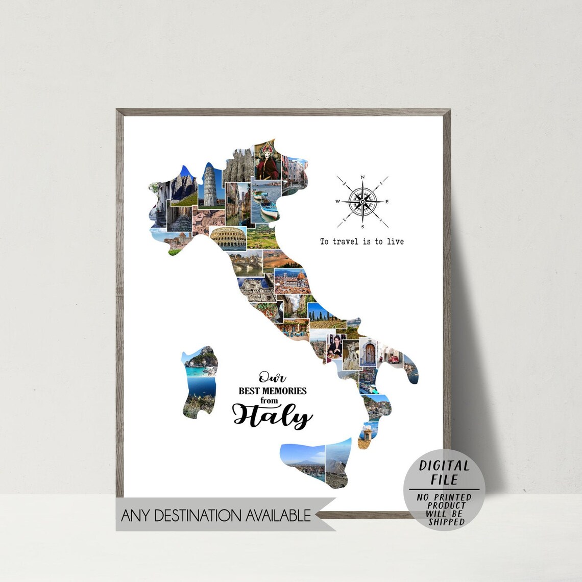 Italy Photo Collage-travel Photo Collage-map Photo - Etsy UK