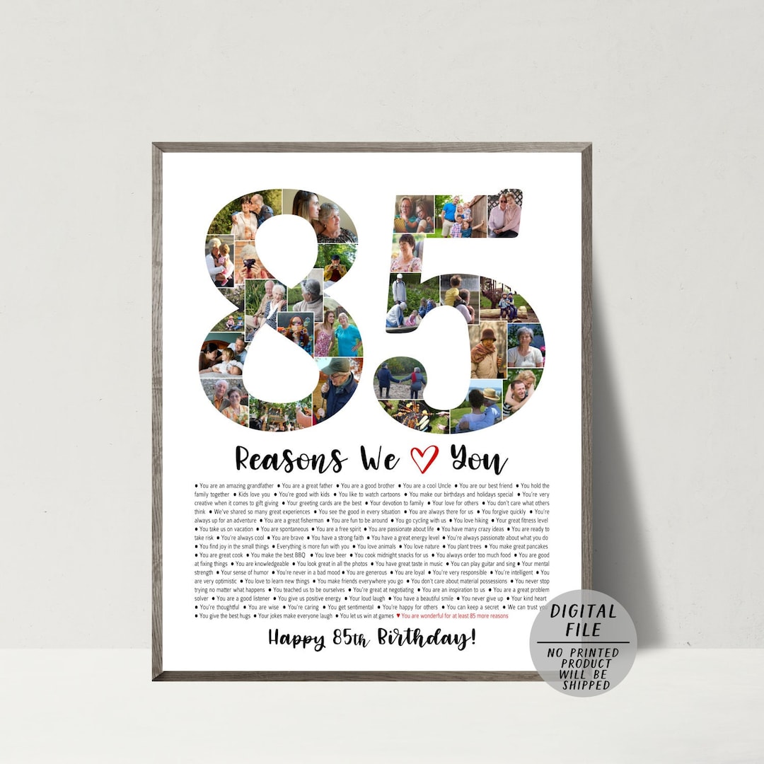 85 Reasons We Love You-85th Birthday Pictures Collage-personalized Gift ...