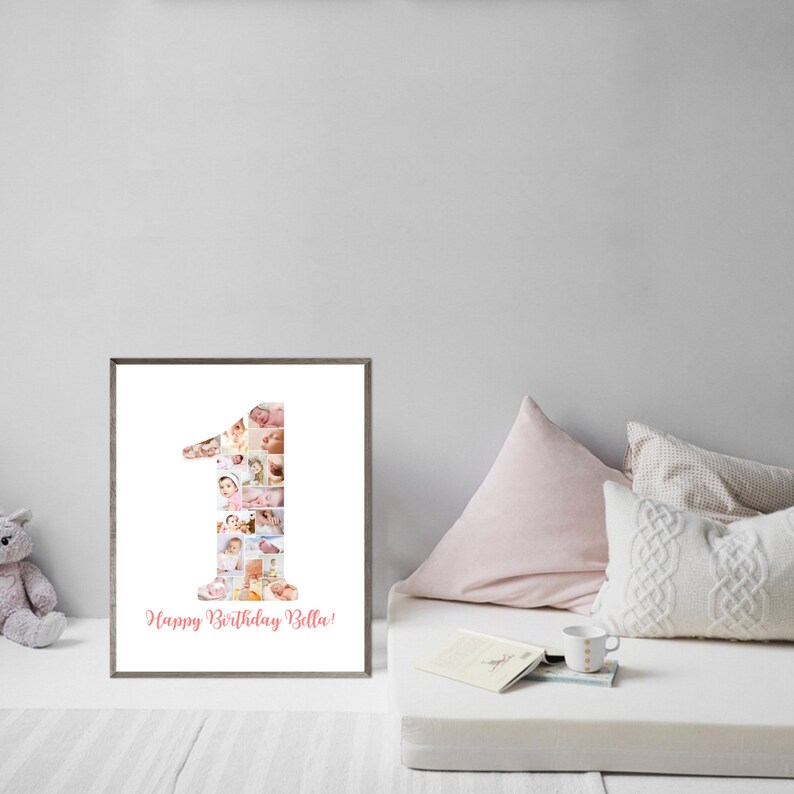 1st Birthday Photo Collage-number 1 Photo Collage-one Year | Etsy
