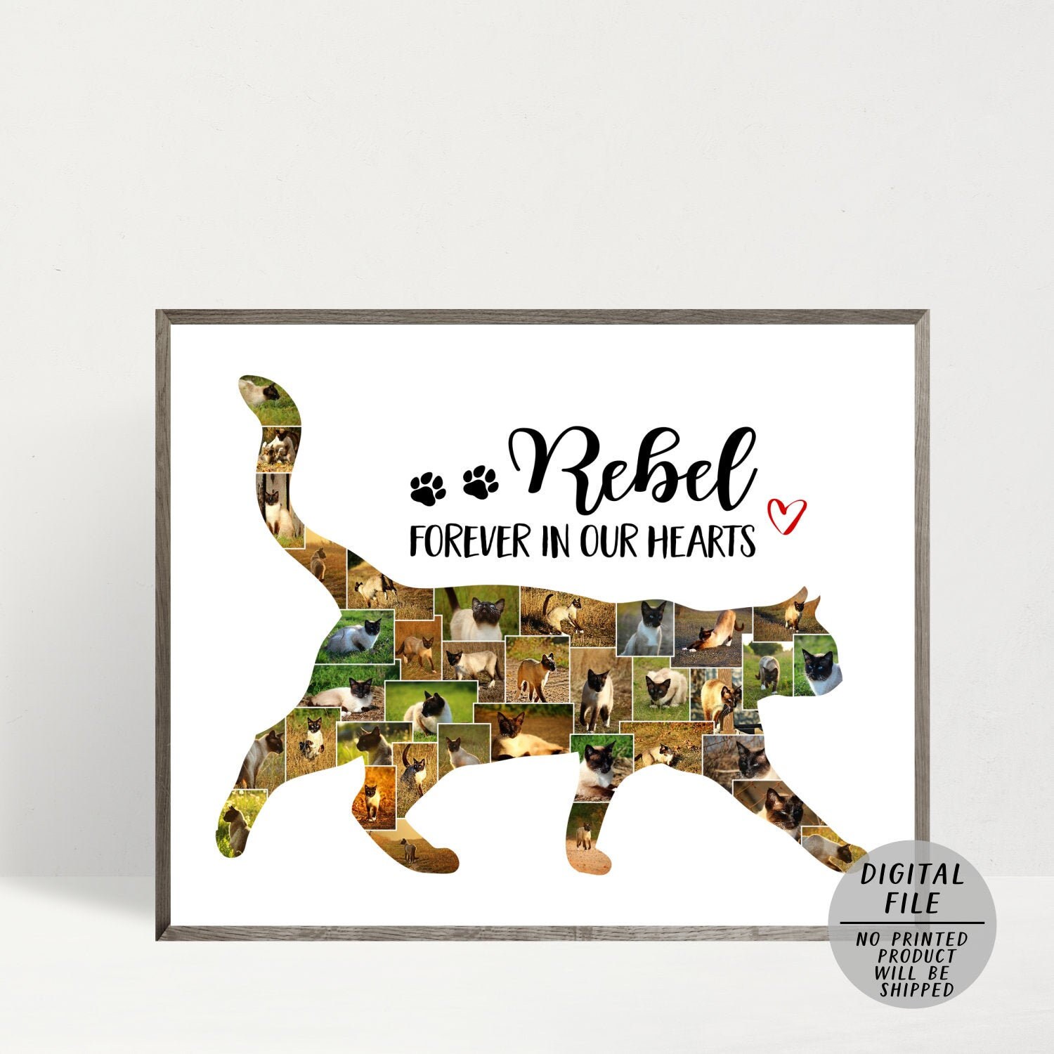 Cat Photo Collage-pet Memorial Photo Collage-short Haired Cat - Etsy