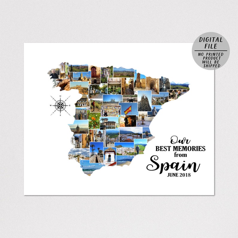 Spain Photo Collage-travel Map Photo Collage-destination - Etsy