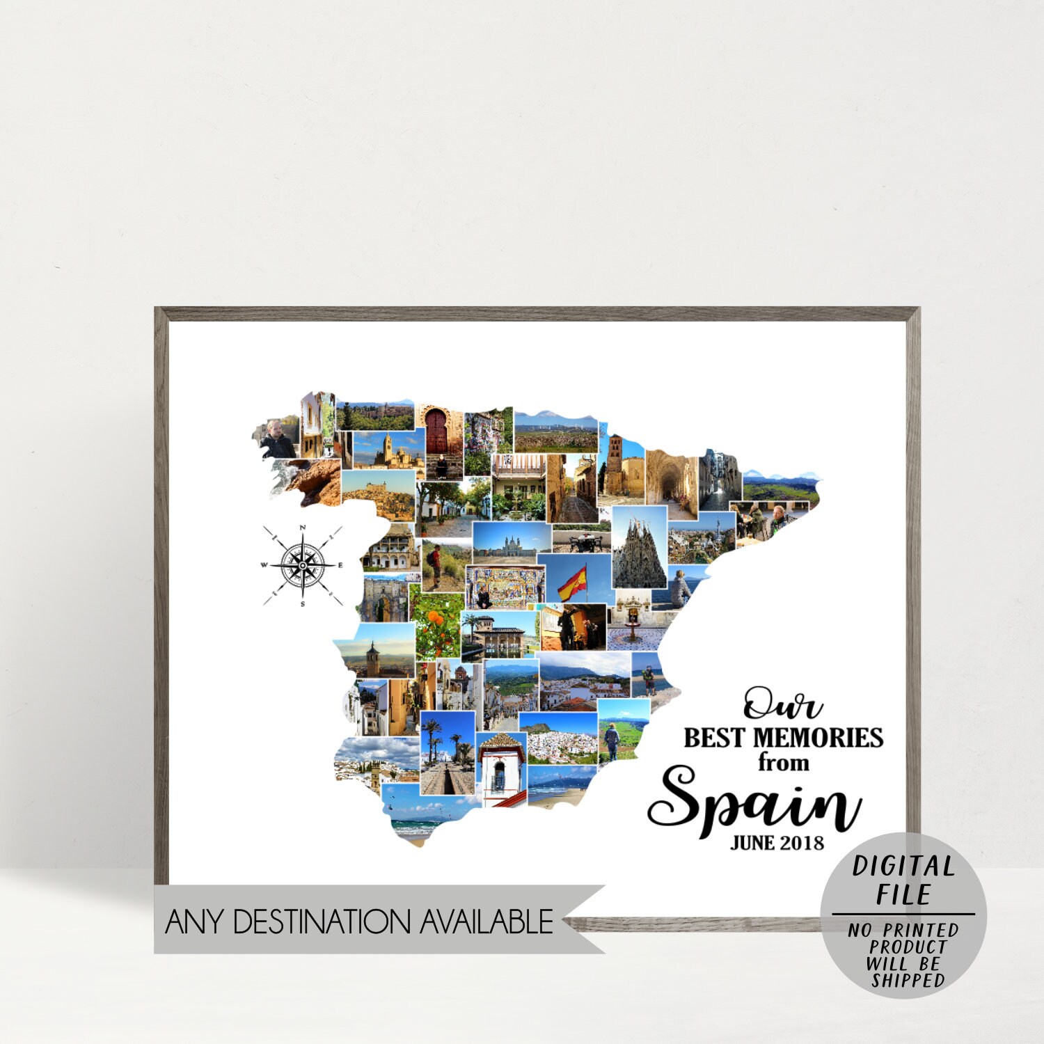 Spain Photo Collage-travel Map Photo Collage-destination - Etsy