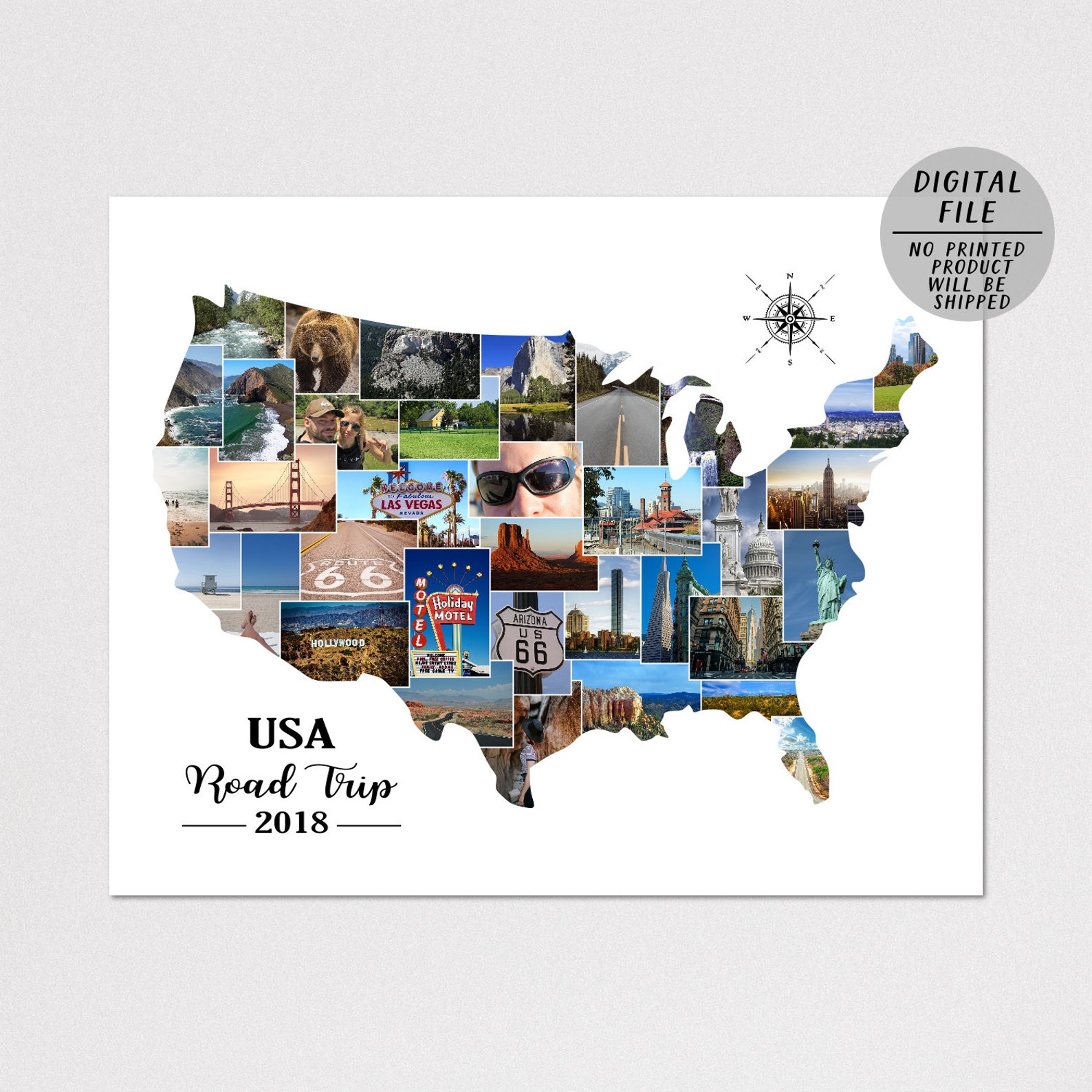 USA Photo Collage-travel Map Photo Collage-united States - Etsy