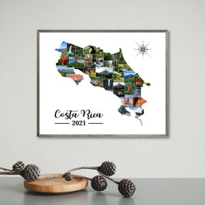 Costa Rica Photo Collage-Costa Rica Map Collage-Travel Photo | Etsy