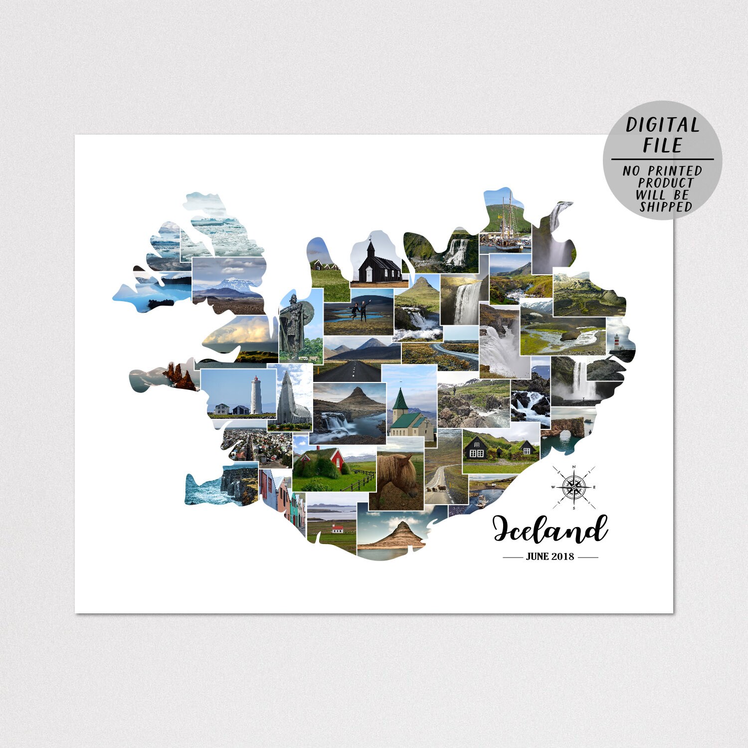 Iceland Photo Collage-map Collage-travel Photo | Etsy