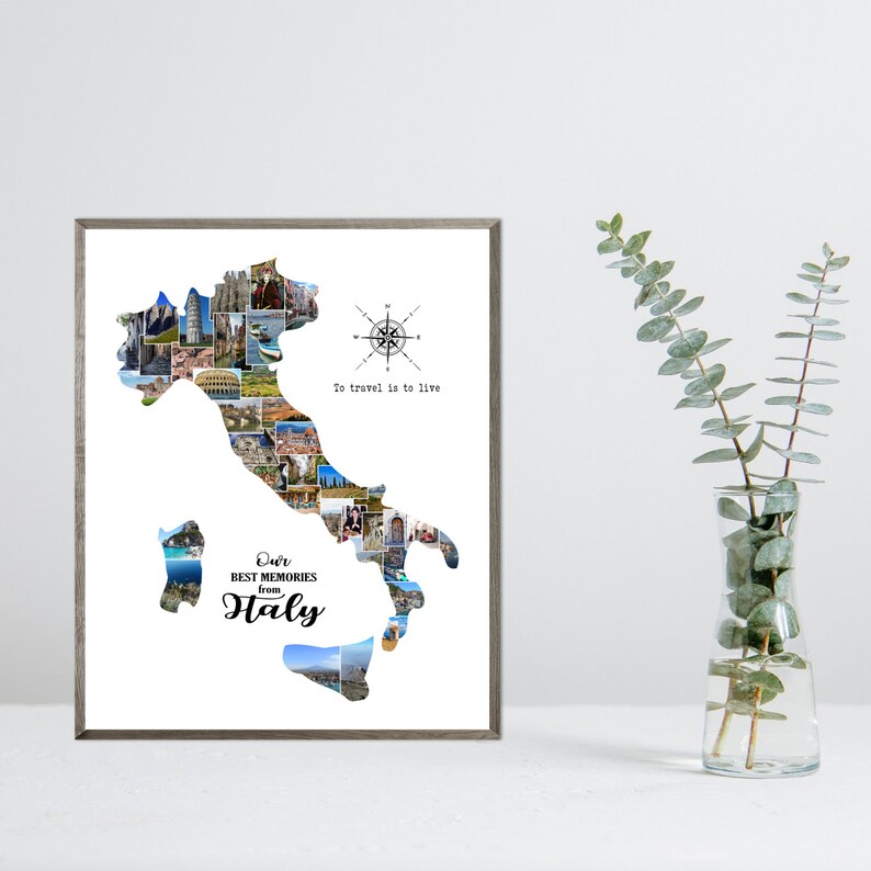 Italy Photo Collage-travel Photo Collage-map Photo Collage-custom ...