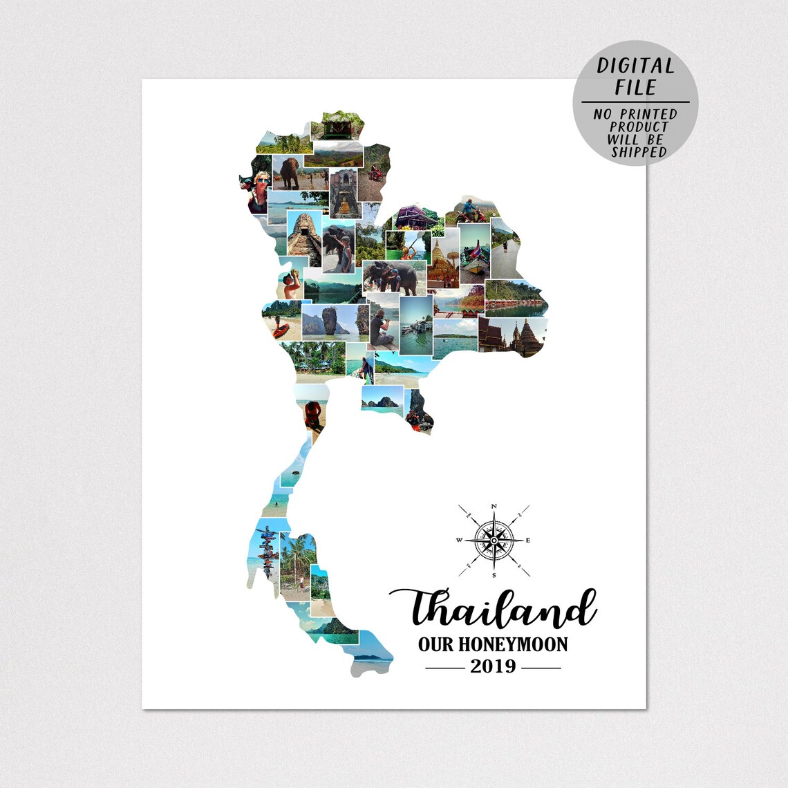 Thailand Photo Collage-southeast Asia Collage-travel Photo | Etsy