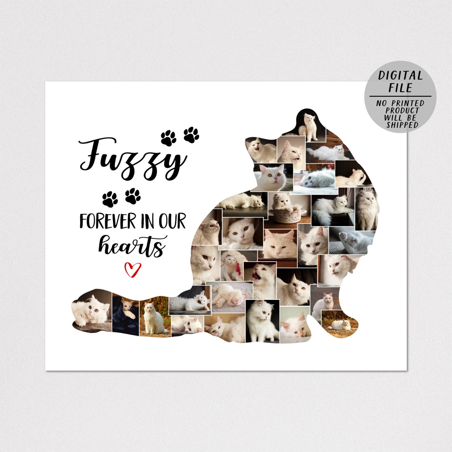 Cat Photo Collage-pet Memorial Photo Collage-fluffy Cat - Etsy