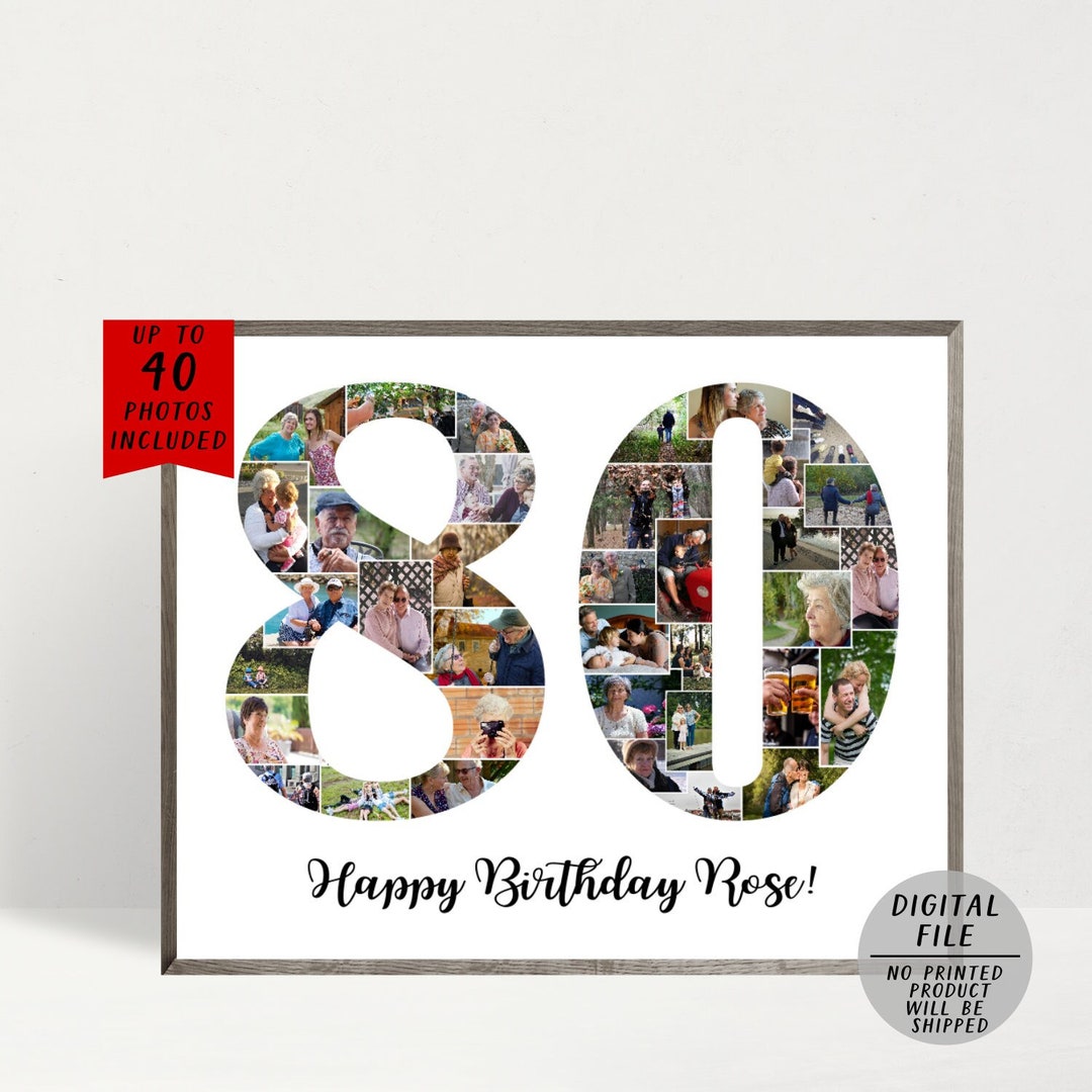 80th Birthday Photo Collage-number 80 Photo Collage-80 Year Photo ...