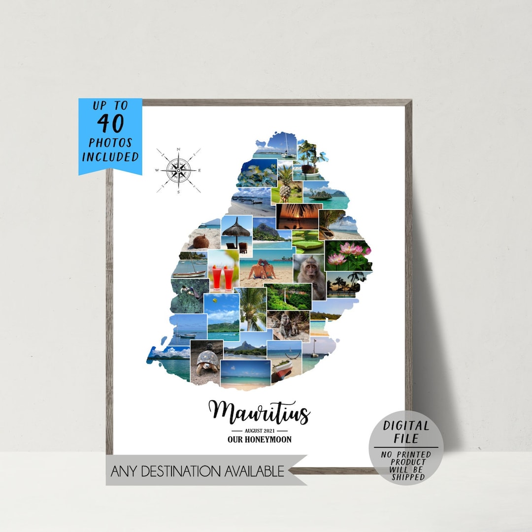 Mauritius Photo Collage-honeymoon Collage-travel Photo Collage-tropical ...