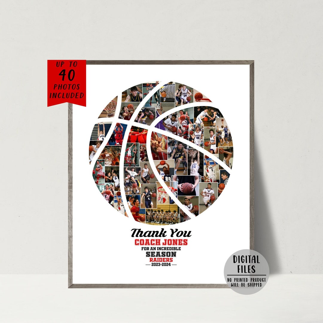 Basketball Ball Photo Collage-basketball Coach Collage-personalized ...