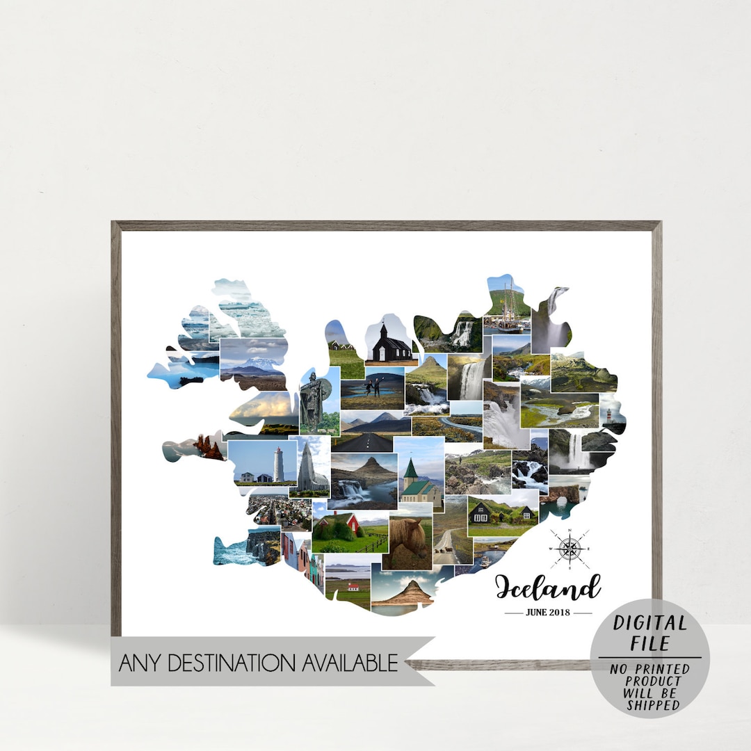 Iceland Photo Collage-map Collage-travel Photo - Etsy