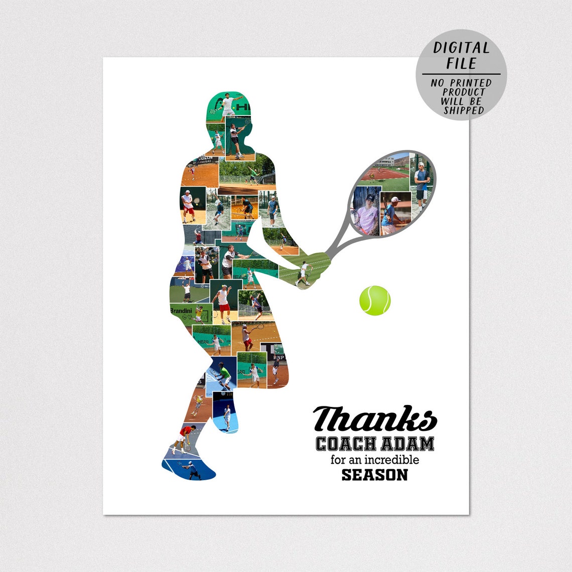 Tennis Photo Collage-Personalized Gift For Coach-Tennis Player | Etsy