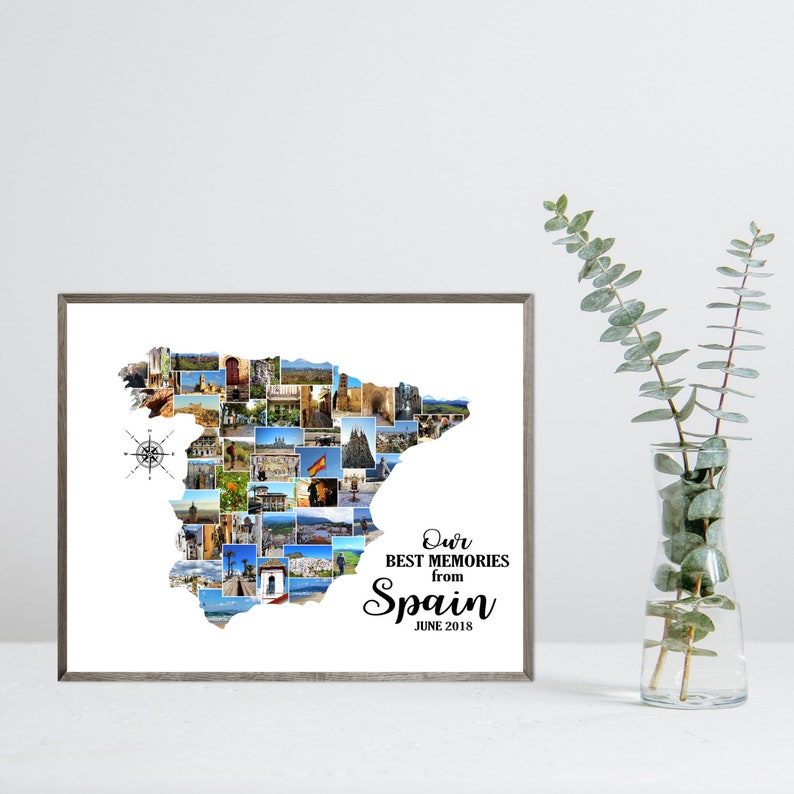 Spain Photo Collage-travel Map Photo Collage-destination - Etsy