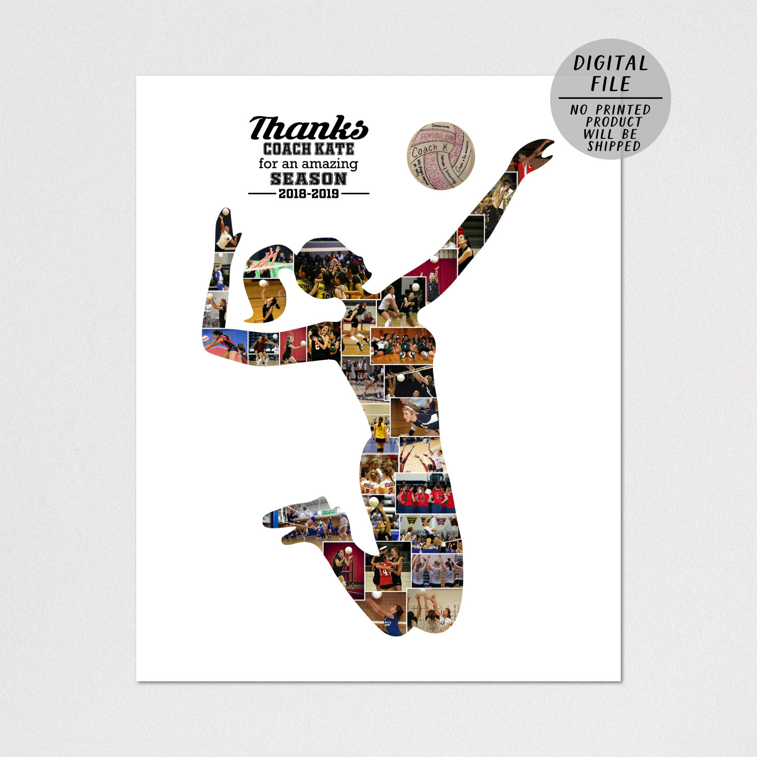 Volleyball Photo Collage-personalized Gift for Coach-girl Volleyball ...