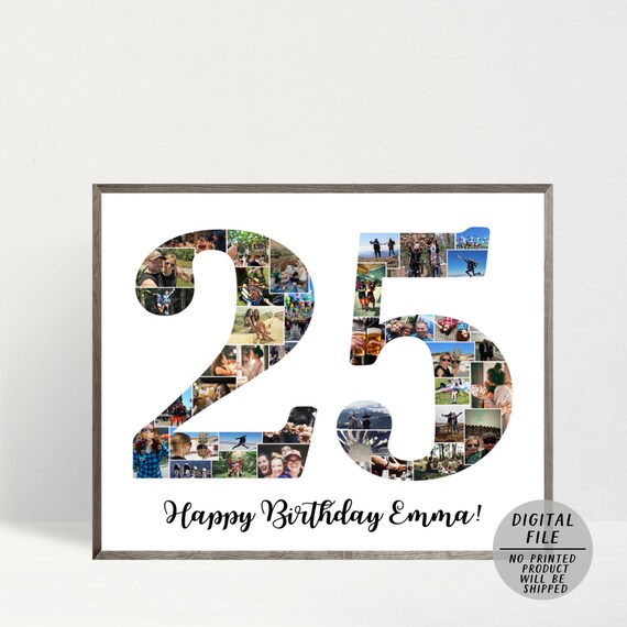 25th Birthday Photo Collage-25 Year Photo Collage-anniversary - Etsy