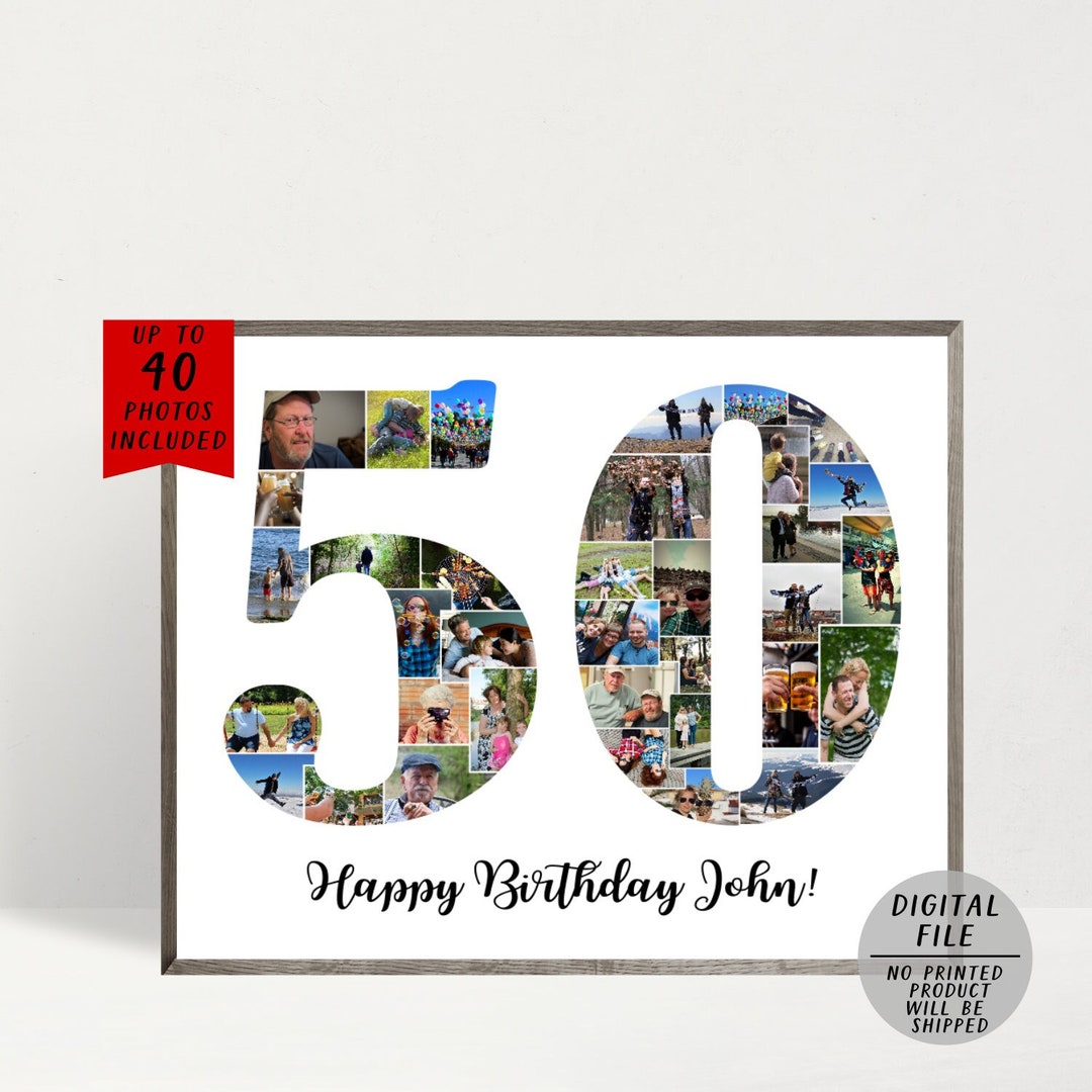 Buy 50th Birthday Photo Collage-50 Year Photo Collage-number 50 Photo ...