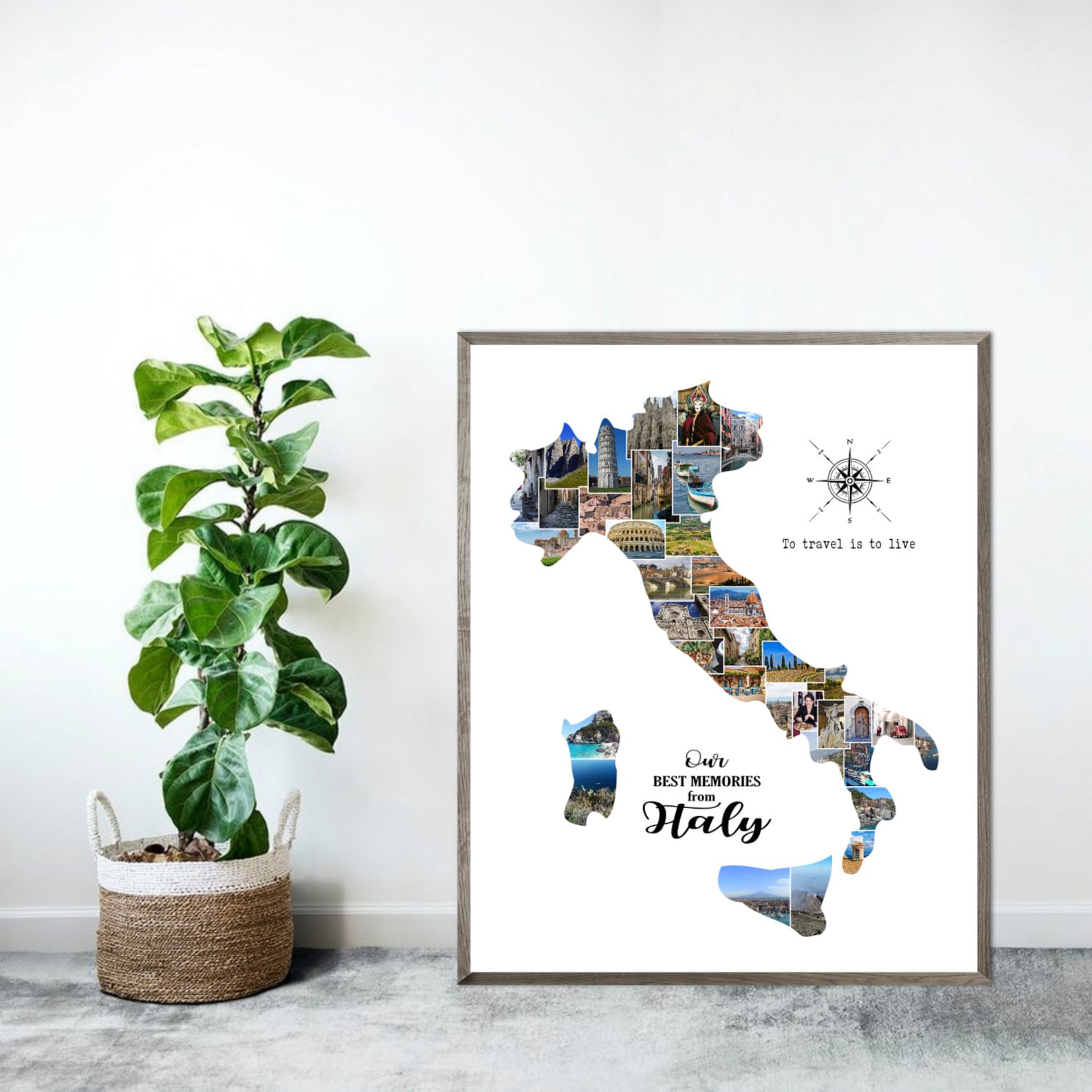Italy Photo Collage-travel Photo Collage-map Photo Collage-custom ...