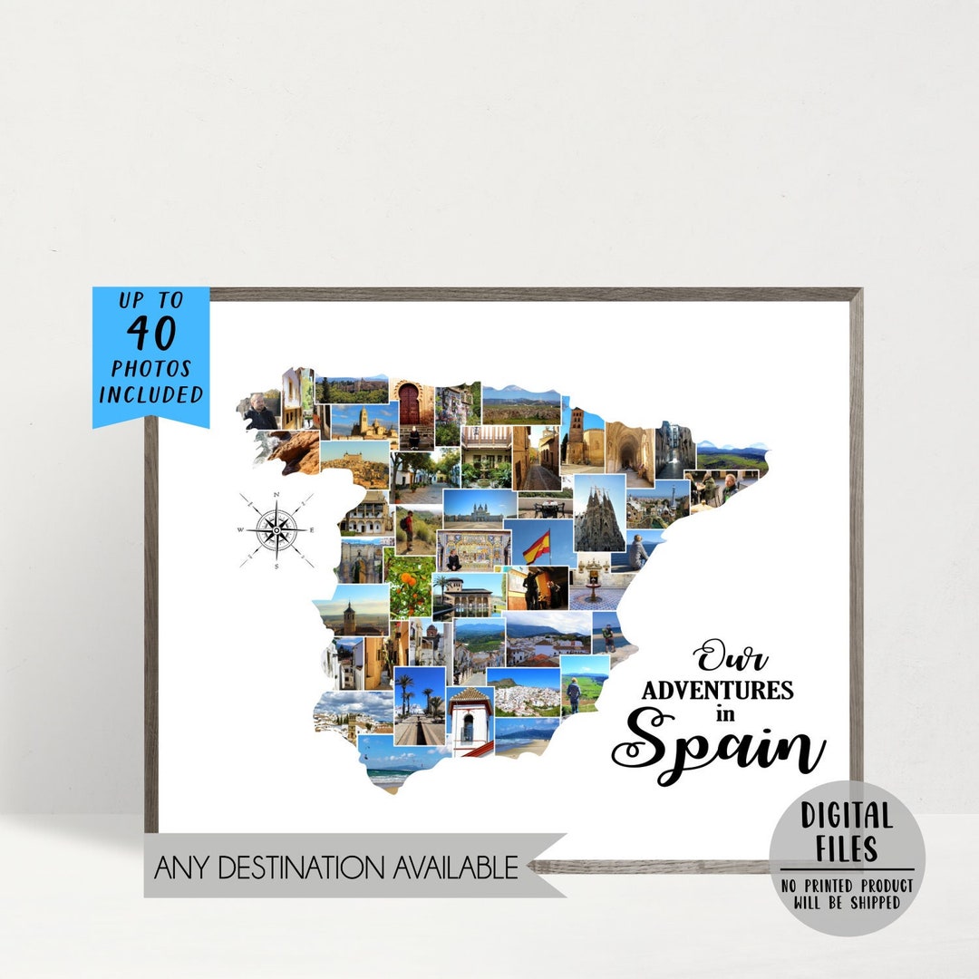 Spain Photo Collage-travel Map Photo Collage-destination Honeymoon ...