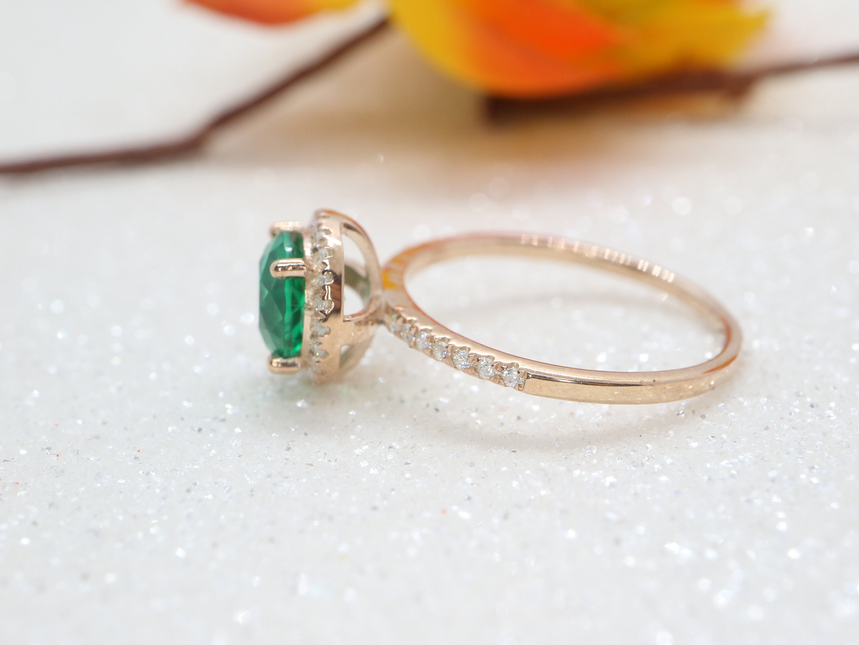 Lab Created Emerald Engagement Ring Sterling Silver CZ Halo - Etsy UK