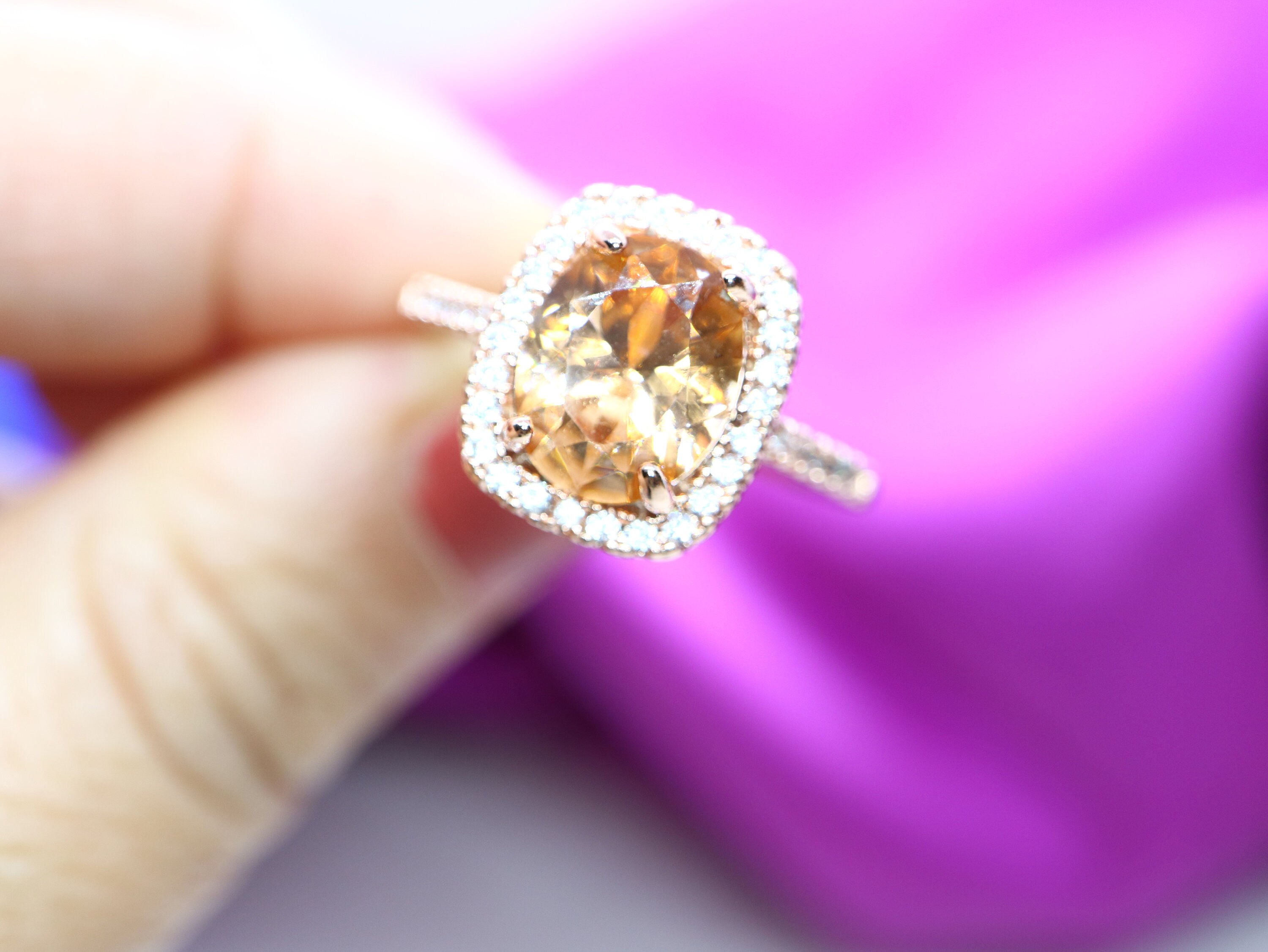 Sterling Silber Morganit Ring, Halo CZ Morganit Ring - Etsy.de